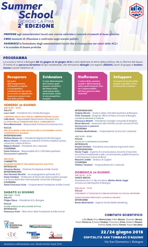 Summer School 2019: il programma | BENECOMUNE
